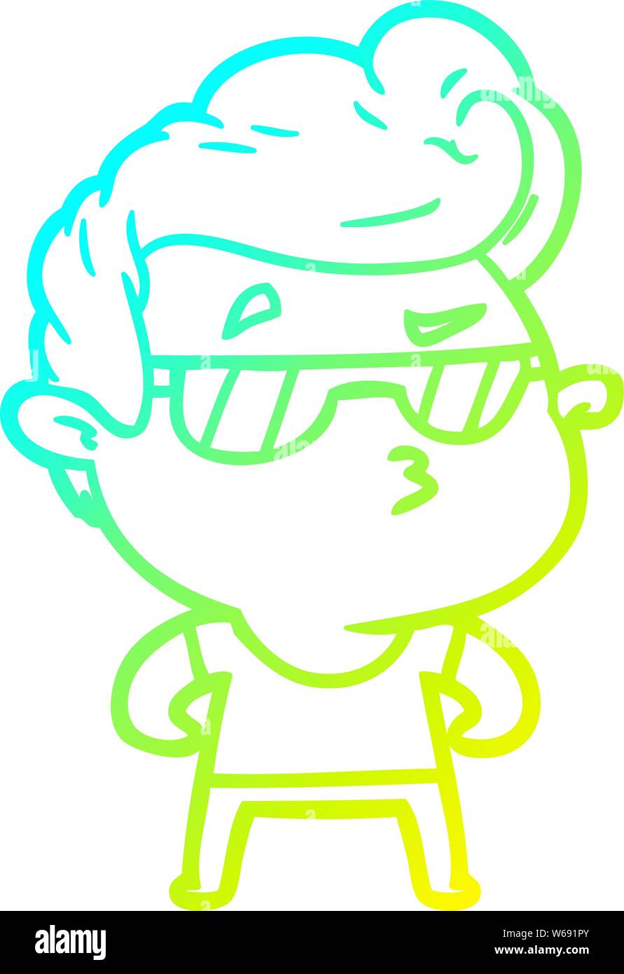 cold gradient line drawing of a cartoon cool guy Stock Vector Image ...