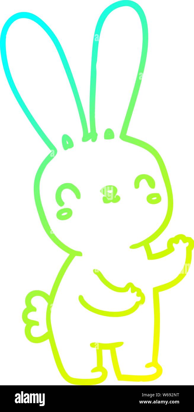 cold gradient line drawing of a cute cartoon rabbit Stock Vector Image ...