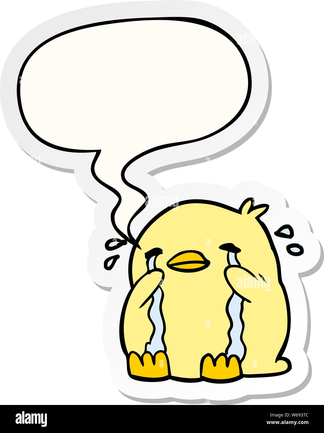 cartoon crying bird with speech bubble sticker Stock Vector Image & Art ...