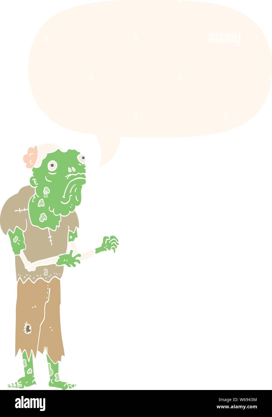 cartoon zombie with speech bubble in retro style Stock Vector Image ...
