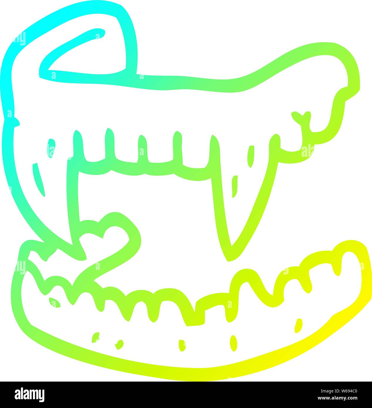 cold gradient line drawing of a cartoon vampire fangs Stock Vector ...