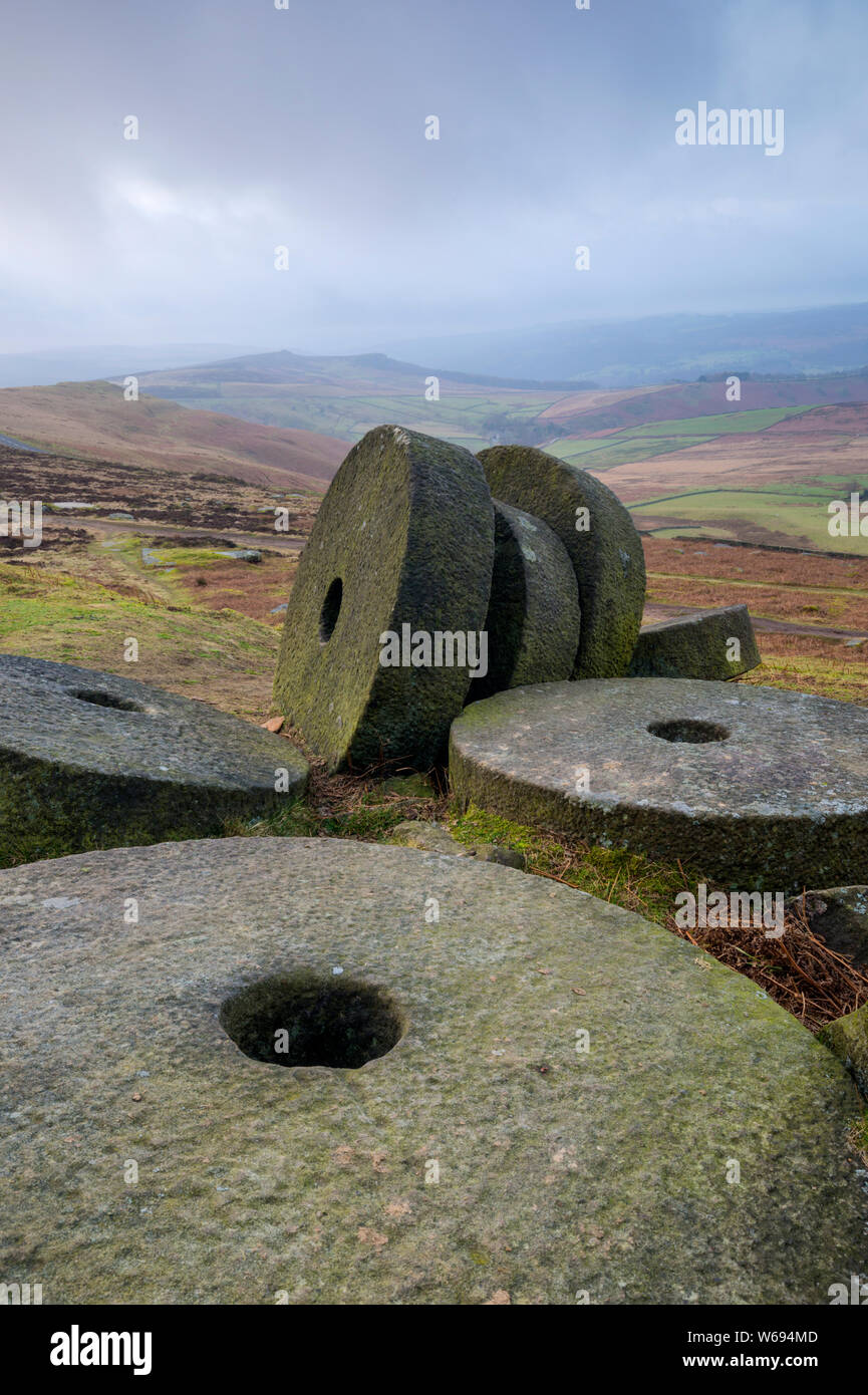 Abandoned millstones stanage edge derbyshire hi-res stock photography ...
