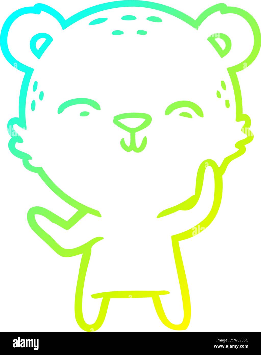 cold gradient line drawing of a happy cartoon bear Stock Vector Image ...
