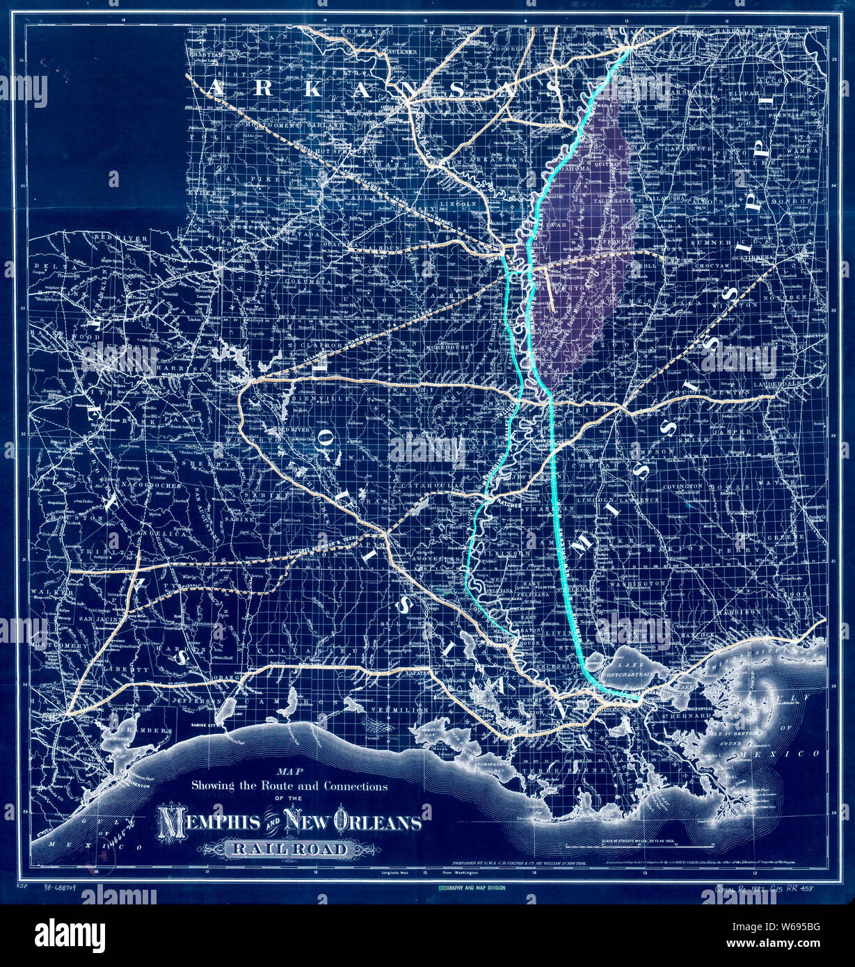 0300 Railroad Maps Map showing the route and connections of the Memphis ...