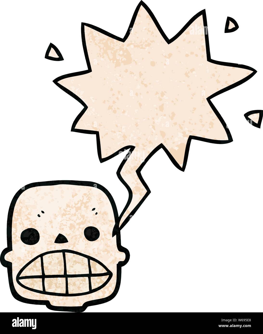 cartoon skull with speech bubble in retro texture style Stock Vector ...