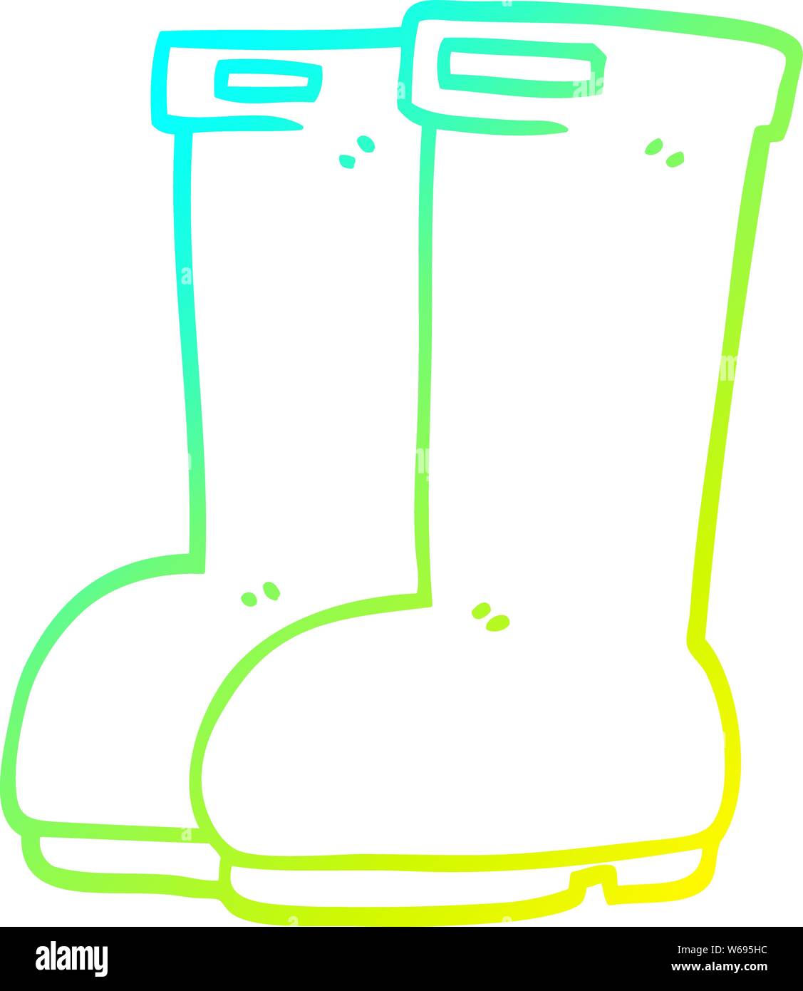 cold gradient line drawing of a cartoon red wellies Stock Vector Image ...