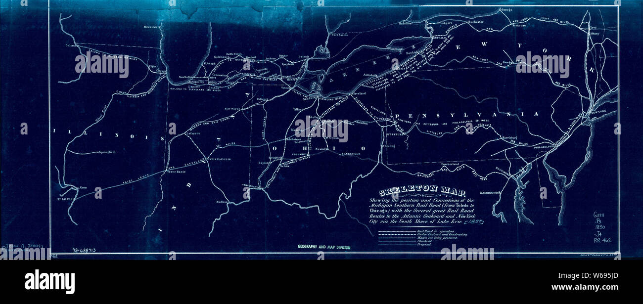 0302 Railroad Maps Skeleton map showing the position and connections of ...