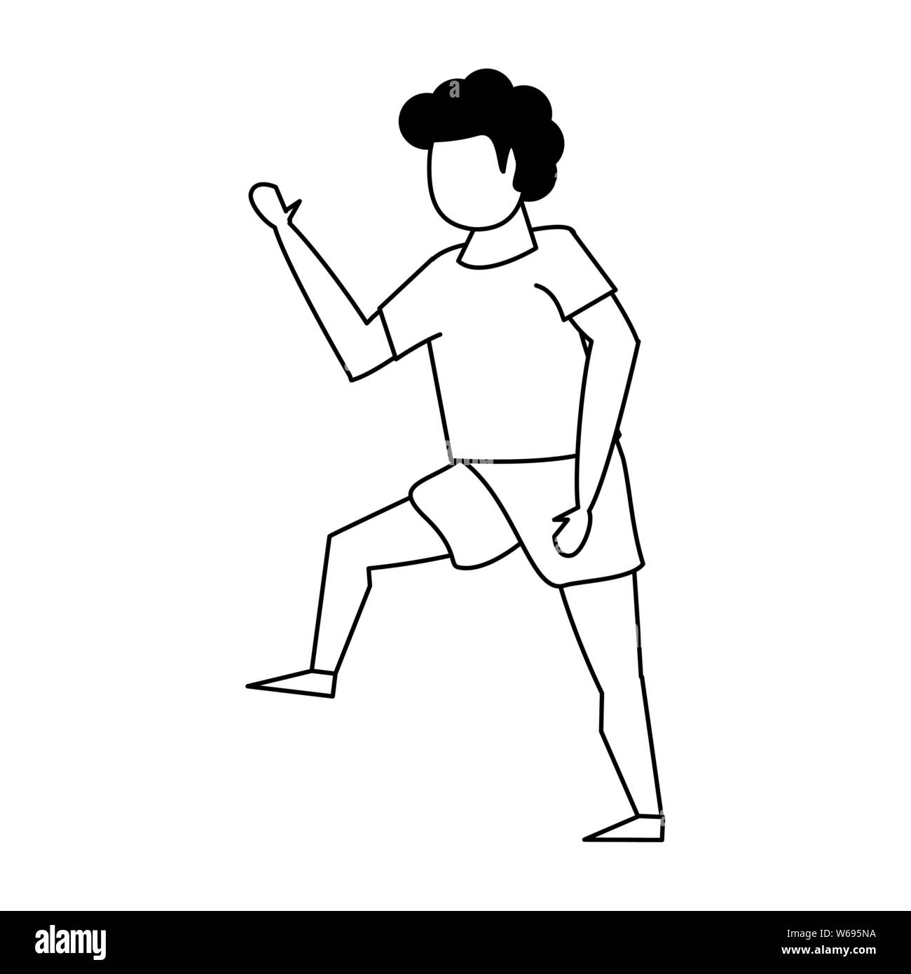 fitness sport exercise lifestyle cartoon in black and white Stock ...