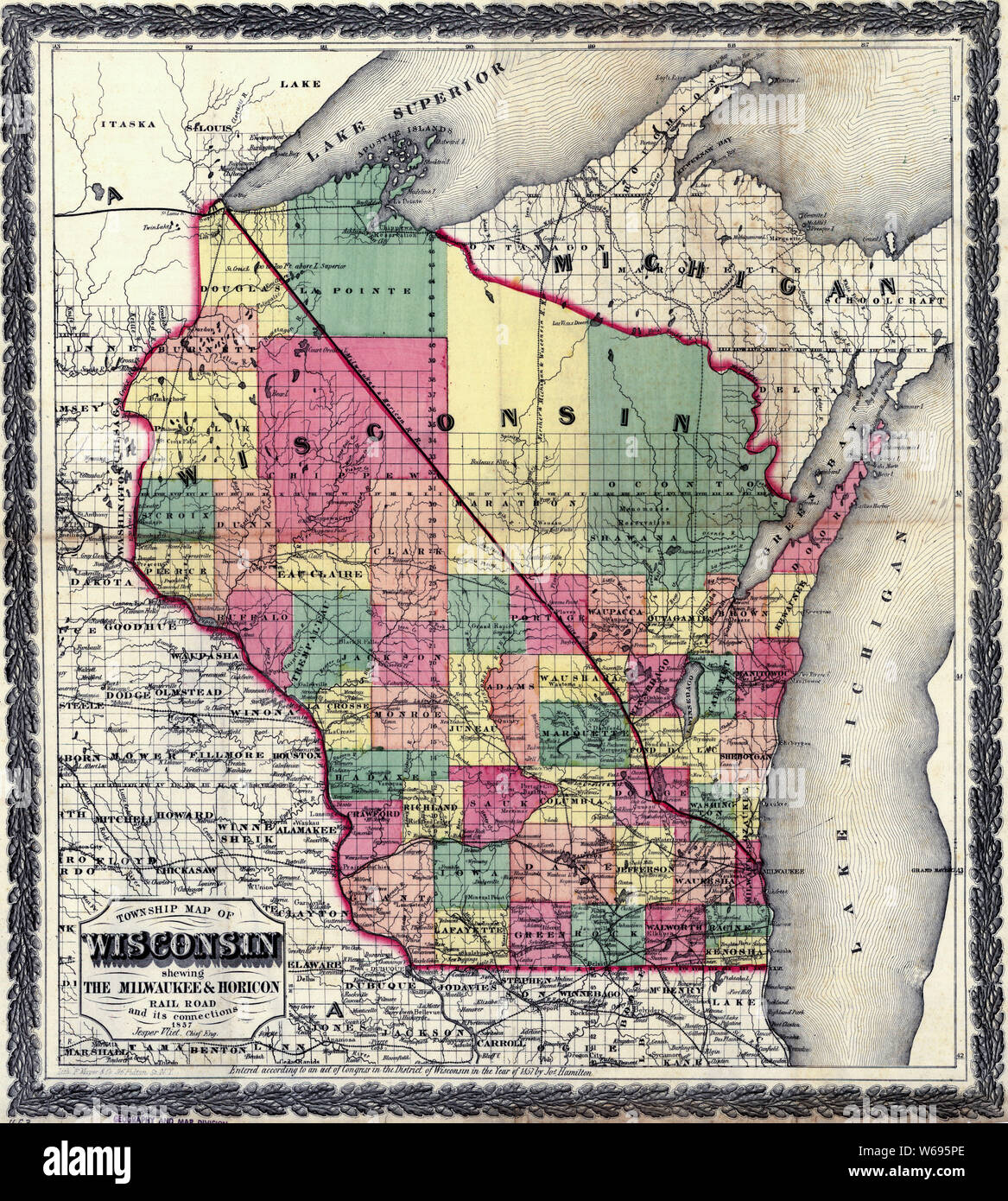 0303 Railroad Maps Township map of Wisconsin showing The Milwaukee ...