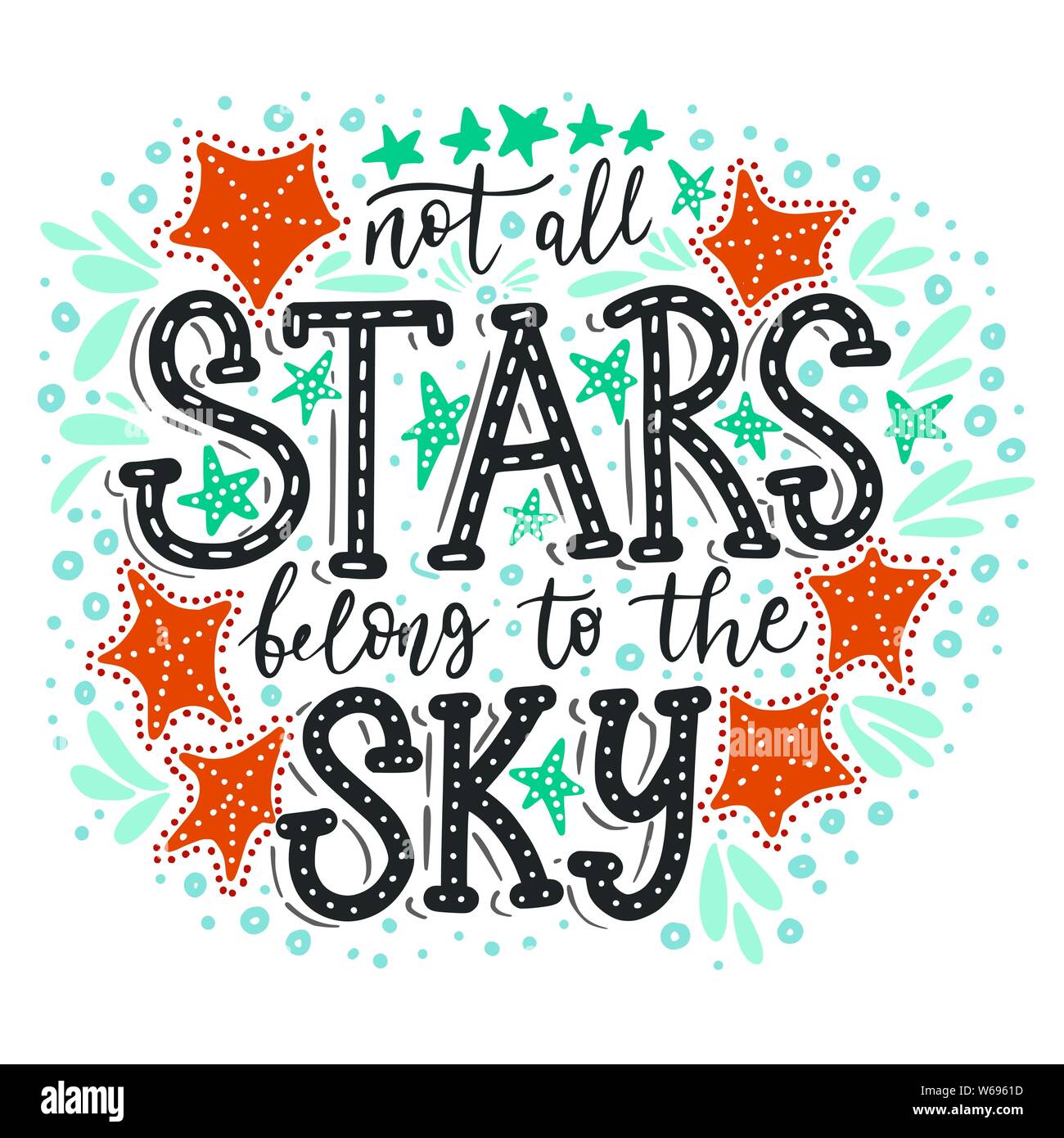 Not all stars belong to the sky. Handdrawn vector summer illustration ...