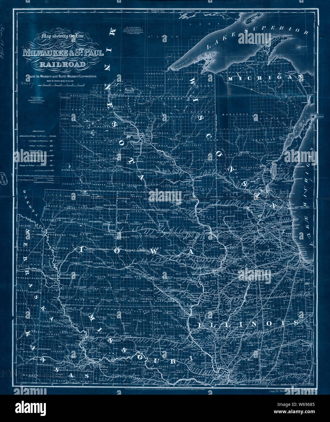 0304 Railroad Maps Map showing the line of the Milwaukee St Paul ...