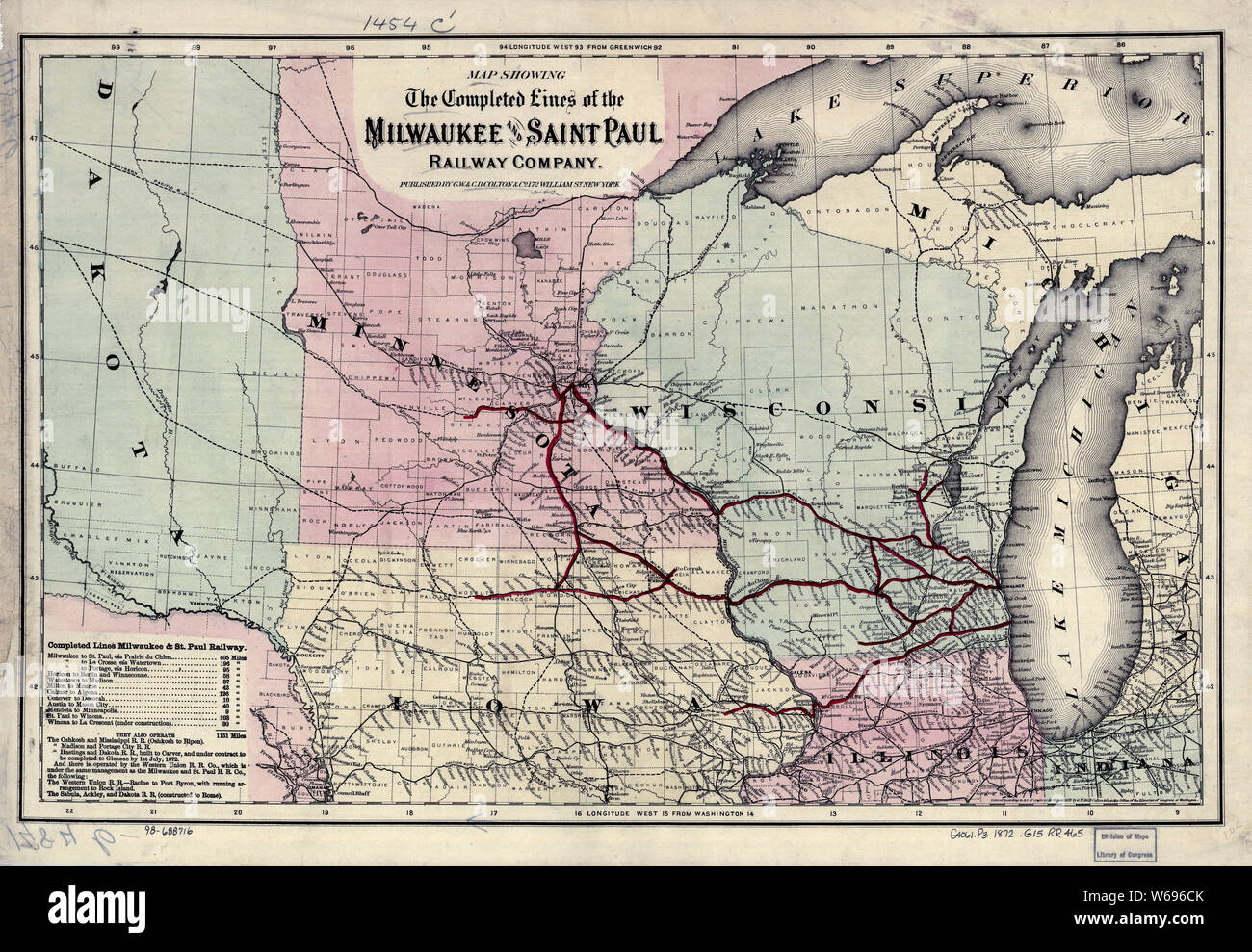 0305 Railroad Maps Map showing the completed lines of the Milwaukee and ...
