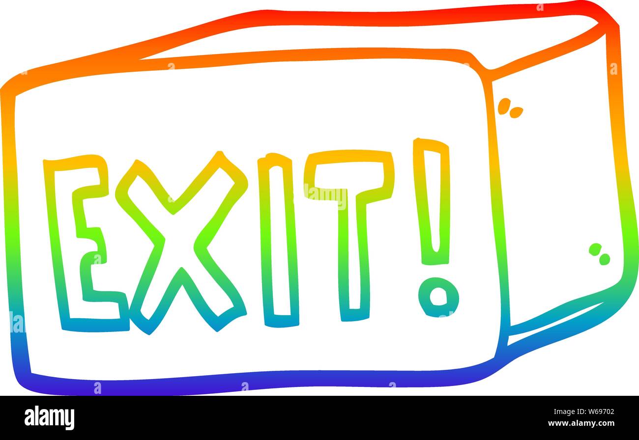 rainbow gradient line drawing of a cartoon exit sign Stock Vector Image ...