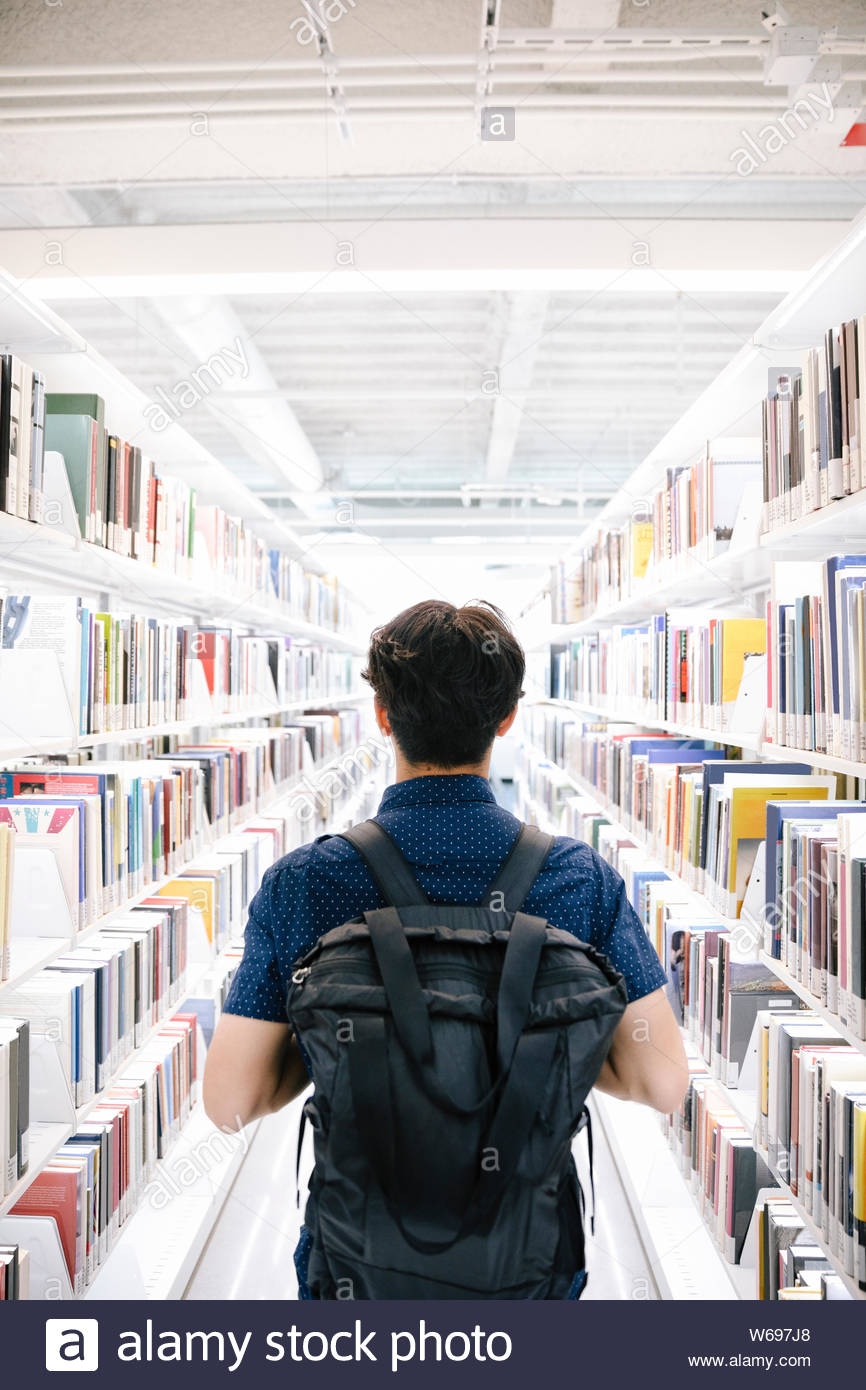 Man library rear view hi-res stock photography and images - Alamy