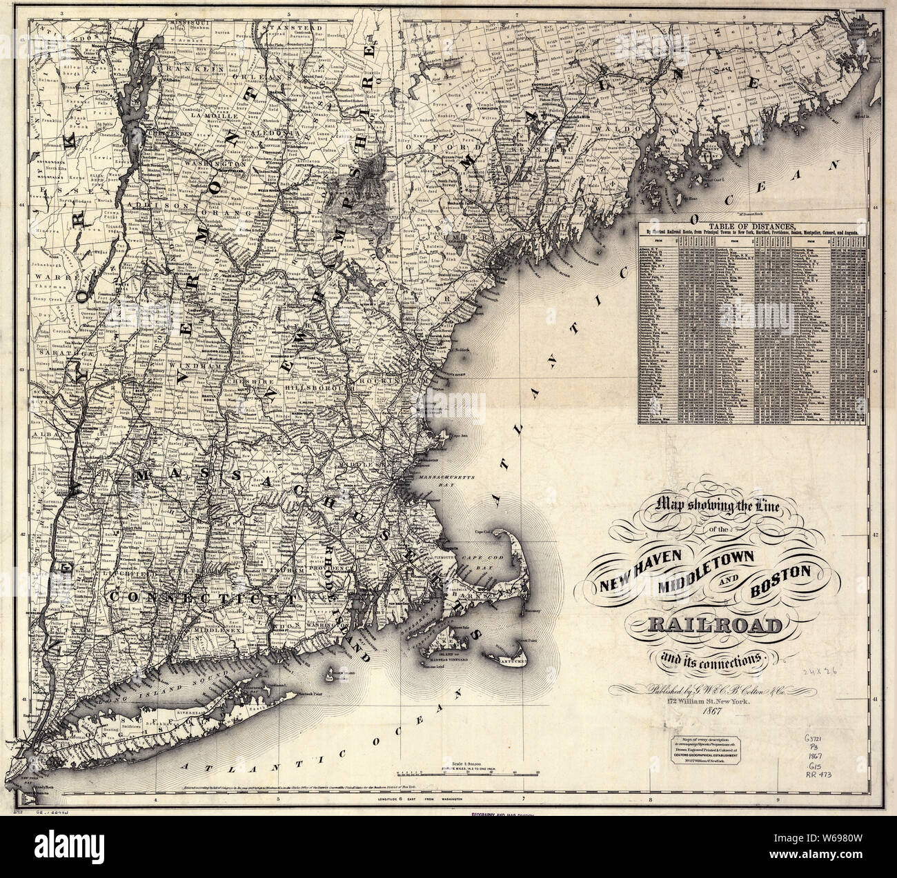 0311 Railroad Maps Map showing the line of the New Haven Middletown and ...