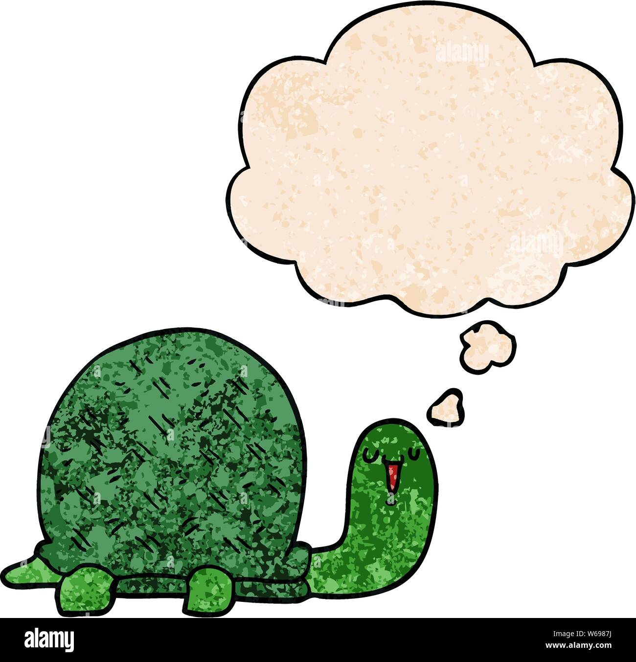 cute cartoon turtle with thought bubble in grunge texture style Stock ...