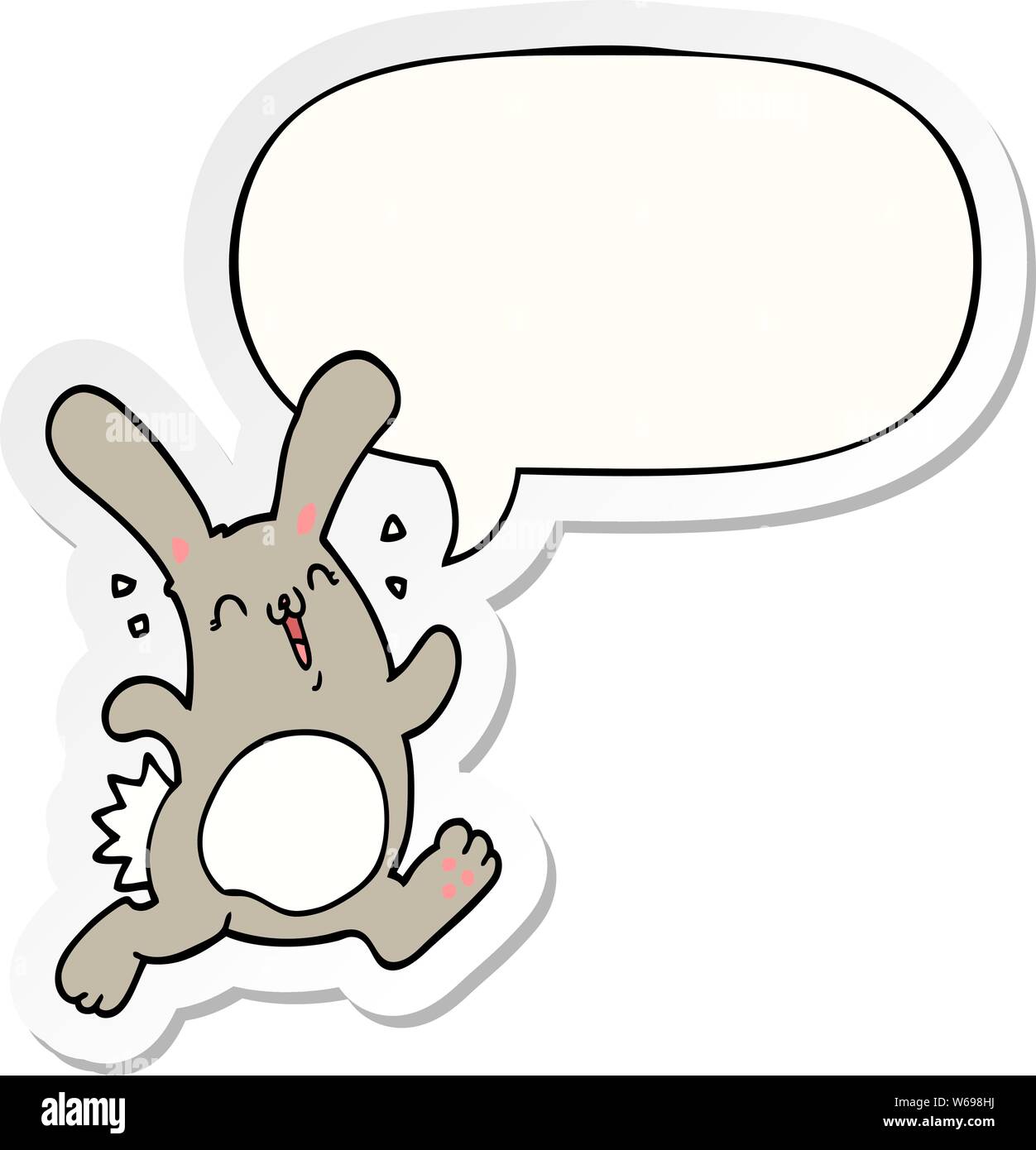 cartoon rabbit with speech bubble sticker Stock Vector Image & Art - Alamy