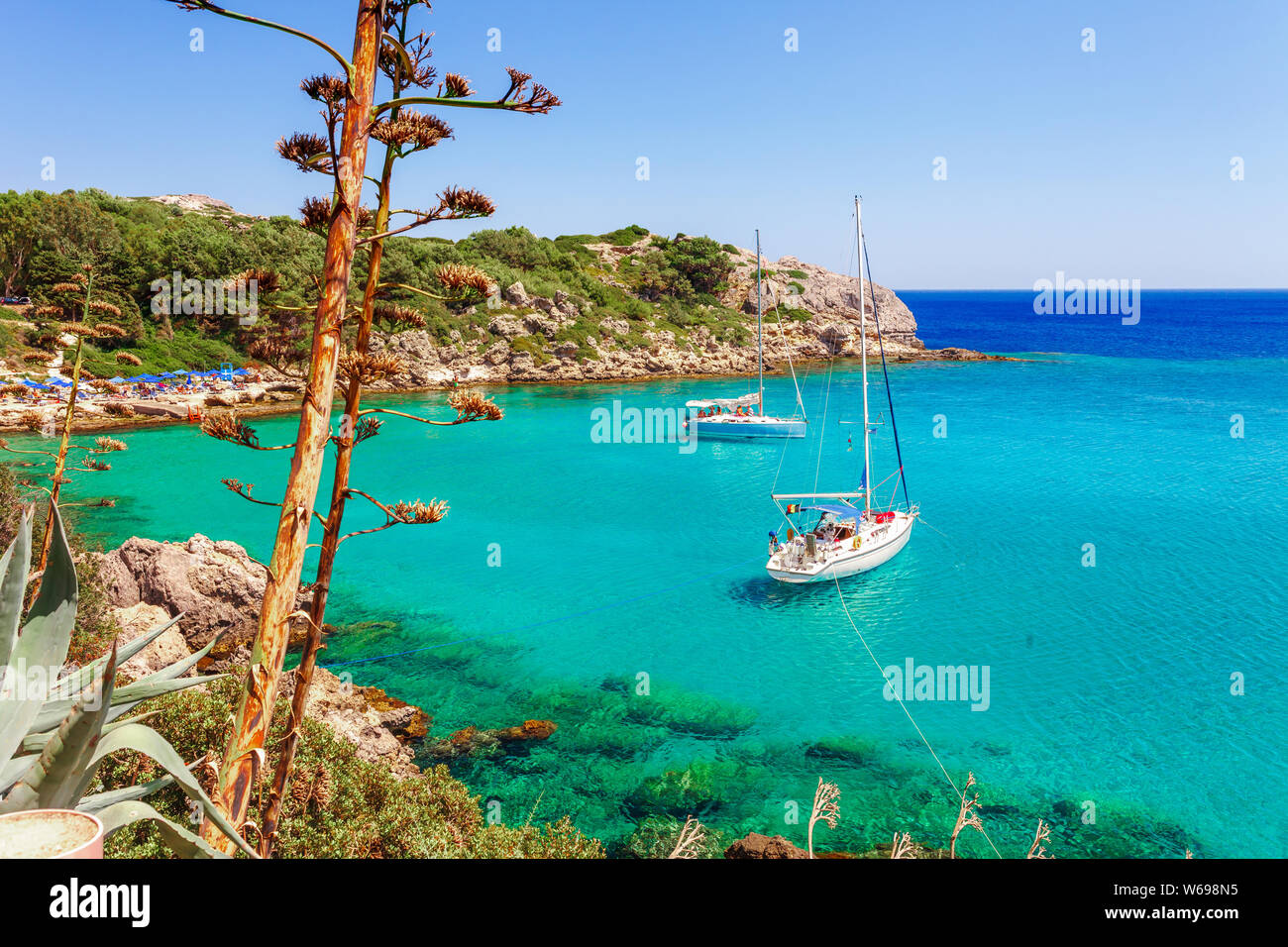 Sea skyview landscape photo Ladiko bay near Anthony Quinn bay on Rhodes ...