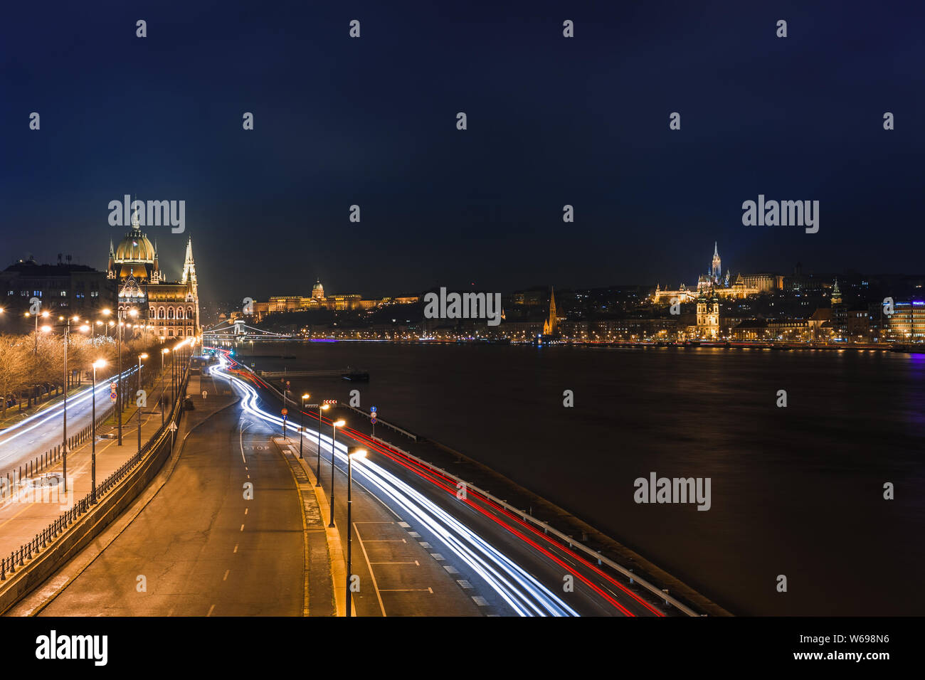 Night view of Budapest. Panorama cityscape of famous tourist ...