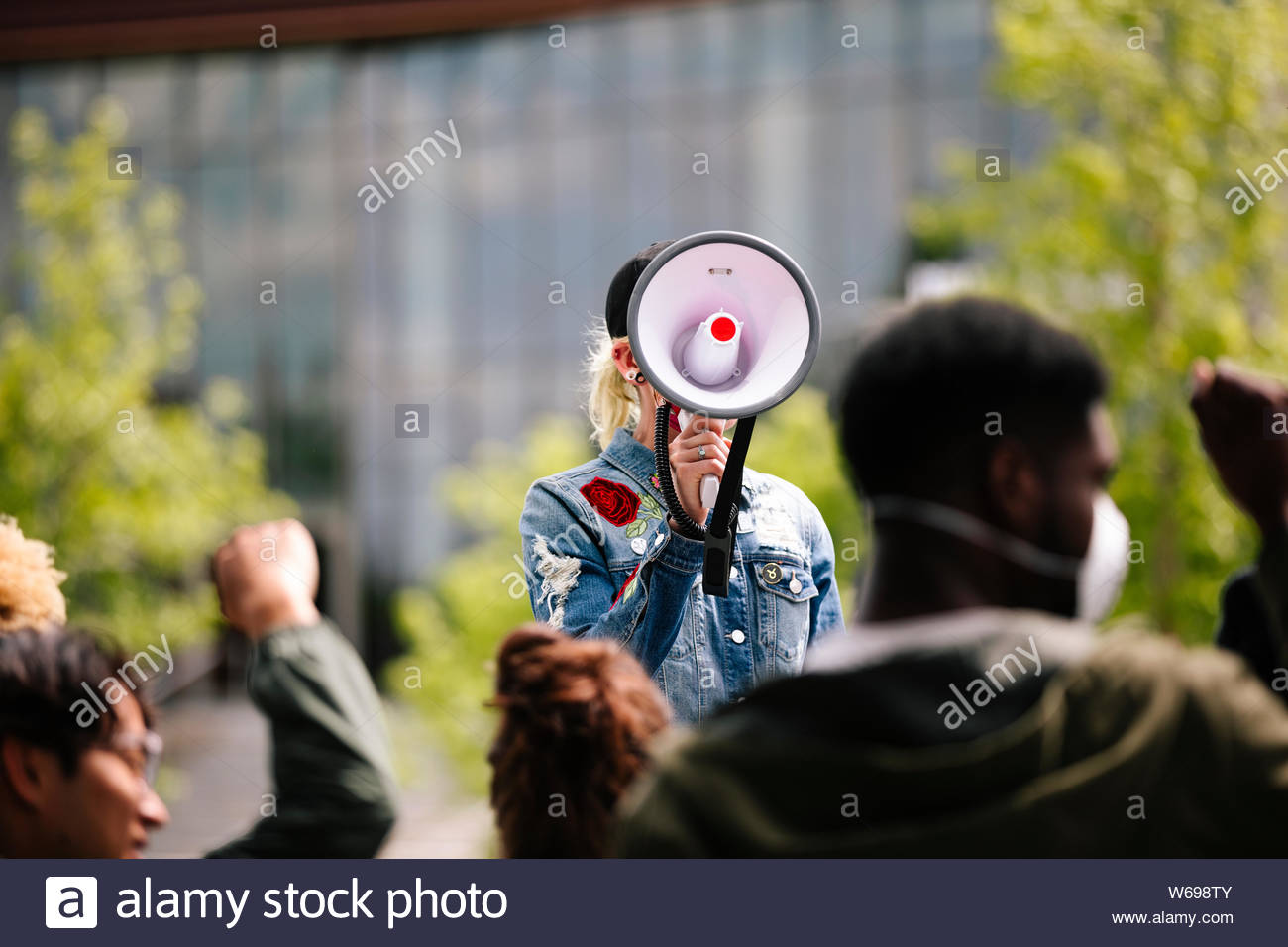 Protestor with megaphone hi-res stock photography and images - Alamy