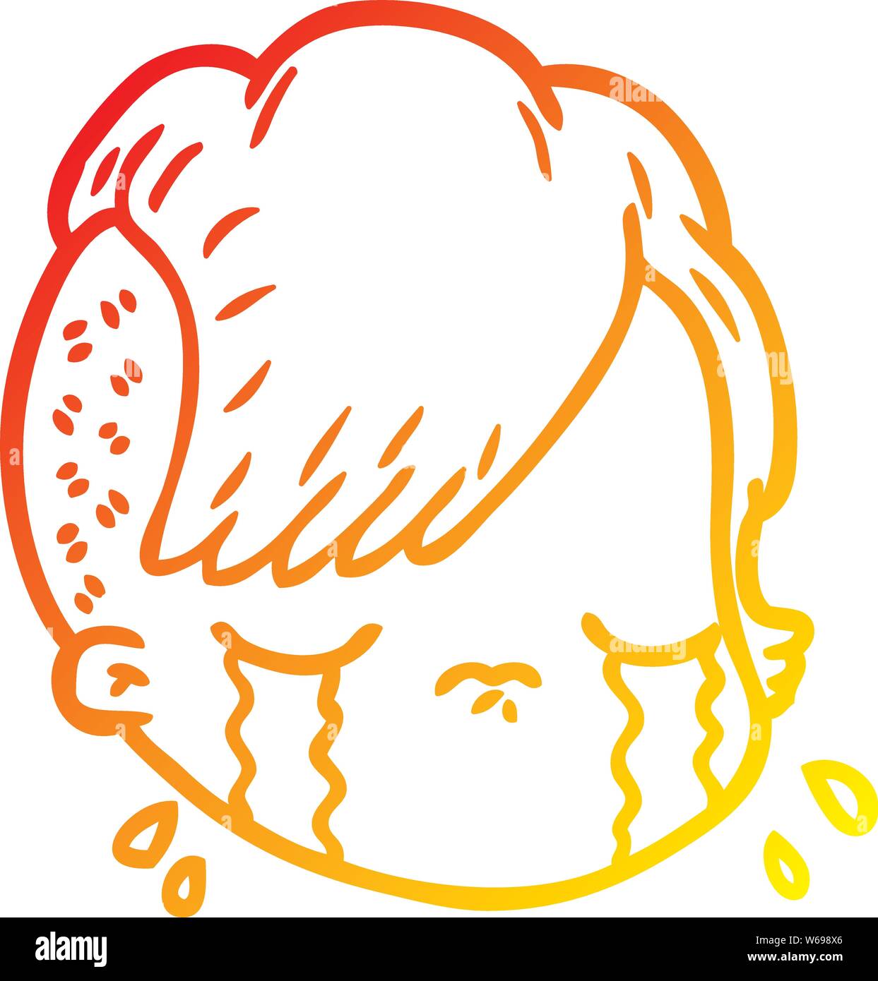 warm gradient line drawing of a cartoon female face Stock Vector Image ...
