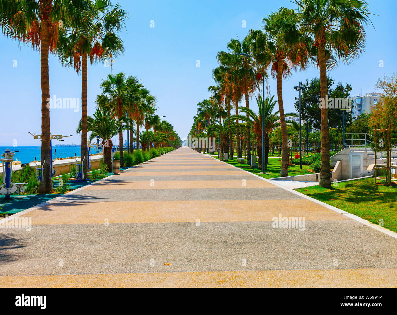 Coastline and promenade in Limassol, island Cyprus, Europe ...