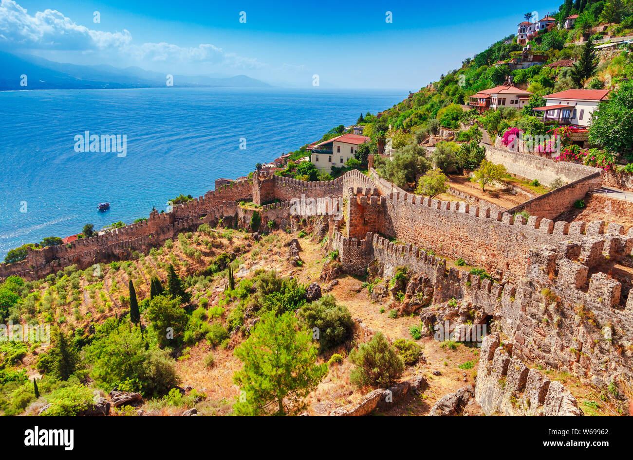 Beautiful sea panorama landscape of Alanya Castle in Antalya district ...