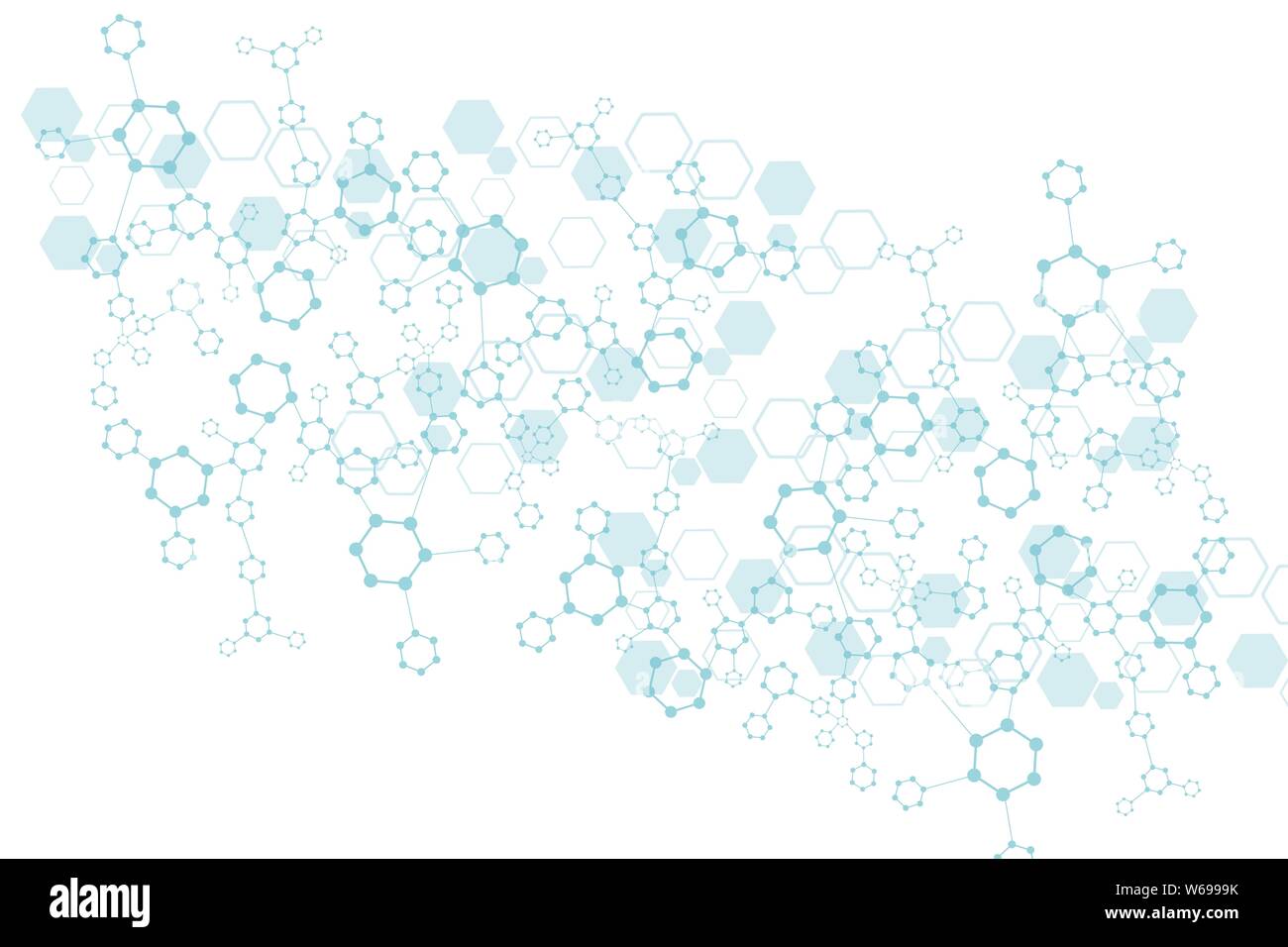 Science network pattern, connecting lines and dots. Technology hexagons ...