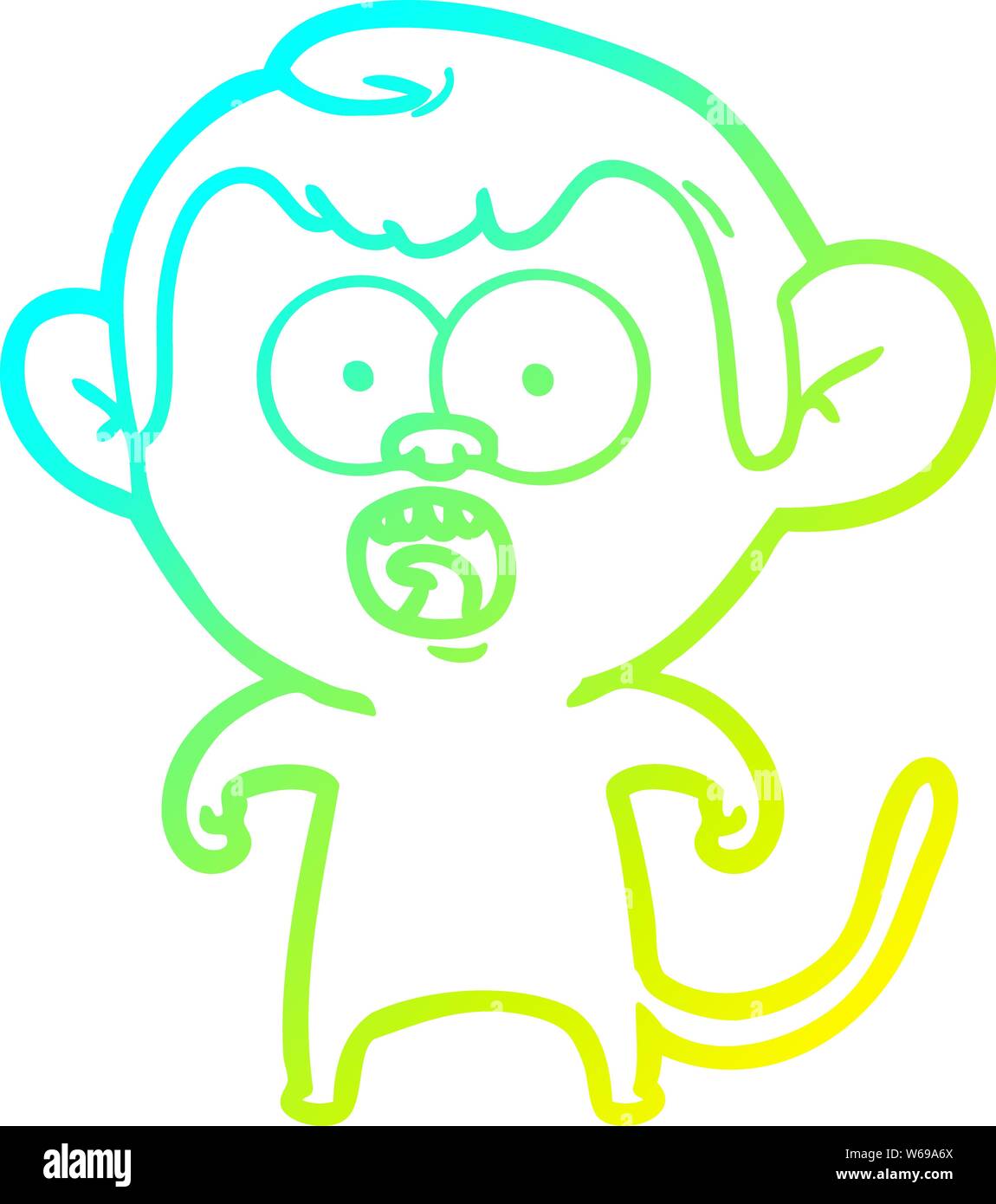 cold gradient line drawing of a cartoon shocked monkey Stock Vector ...