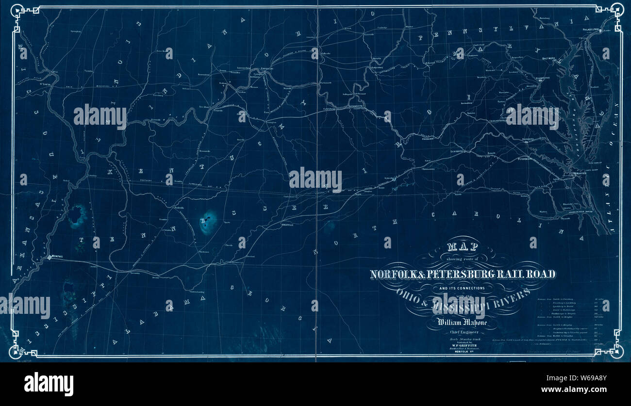 0325 Railroad Maps Map showing route of Norfolk Petersburg Rail Road ...