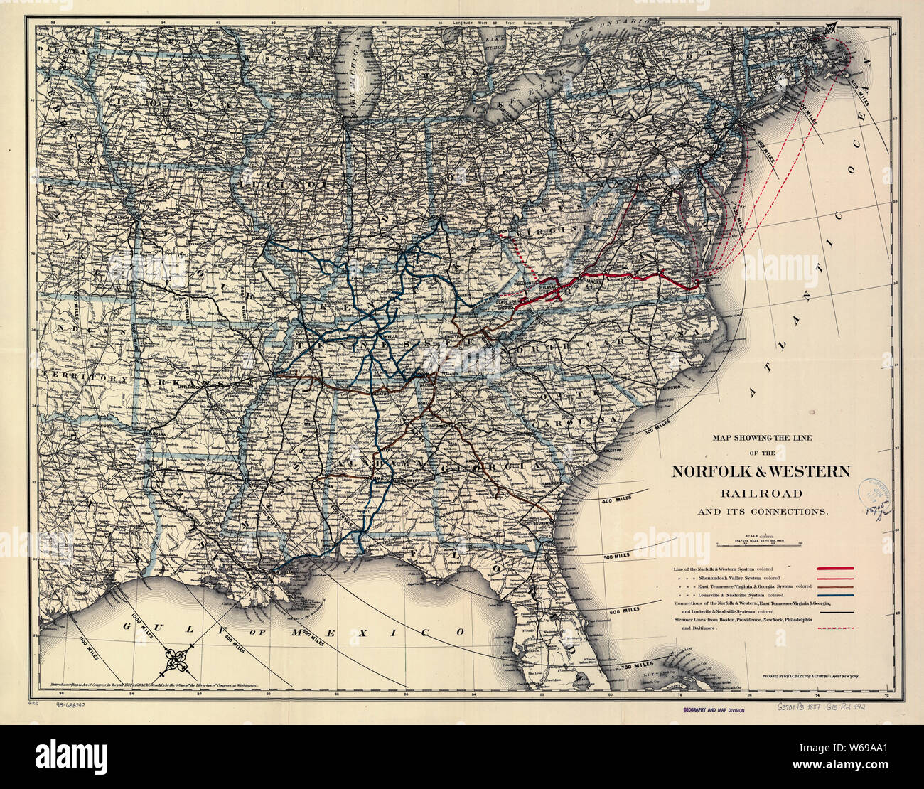 0326 Railroad Maps Map showing the Norfolk Western Railroad and its ...