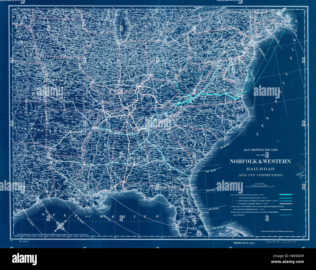 0326 Railroad Maps Map showing the Norfolk Western Railroad and its ...