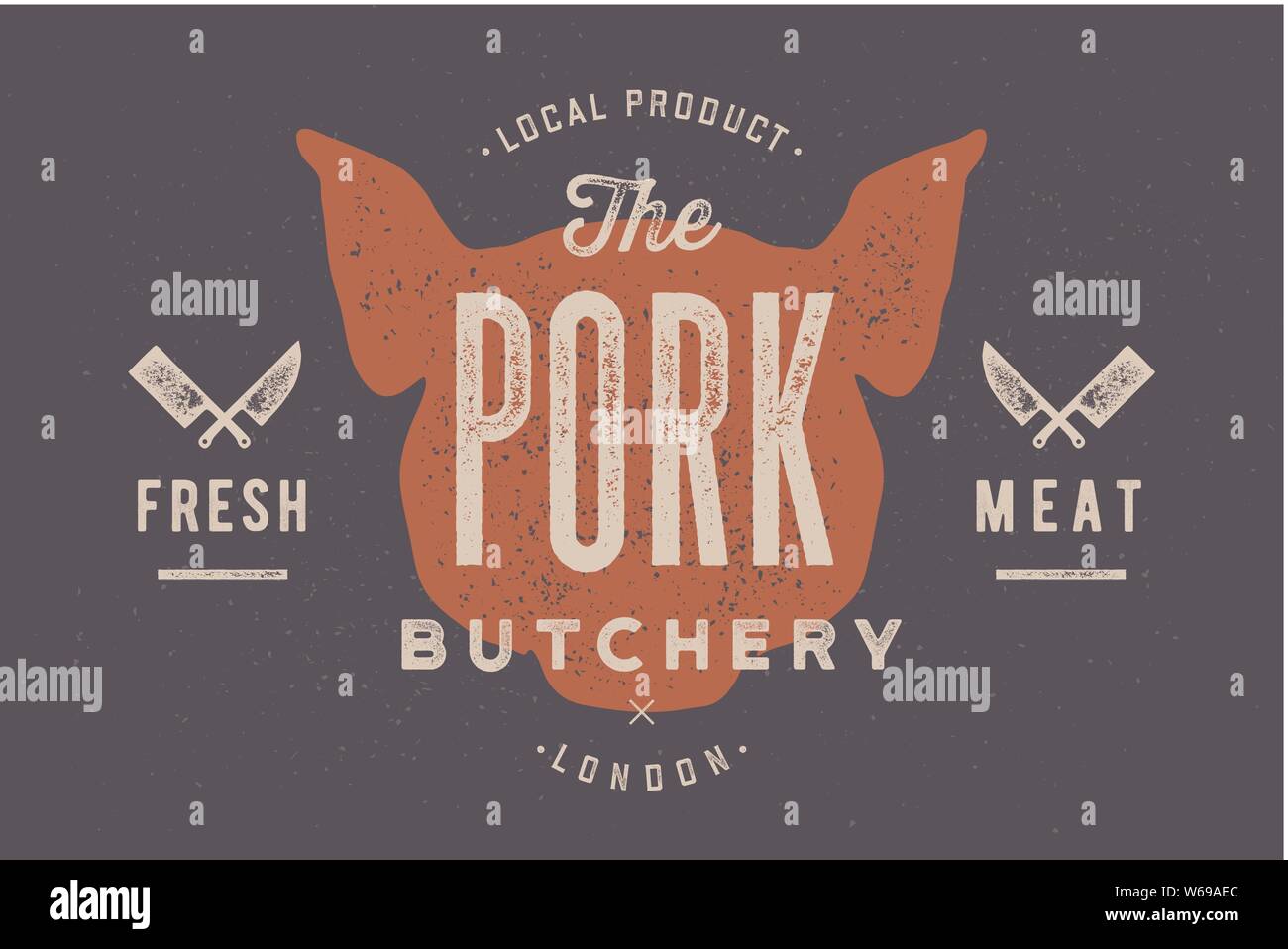 Pig, pork. Vintage typography, lettering, retro print Stock Vector ...