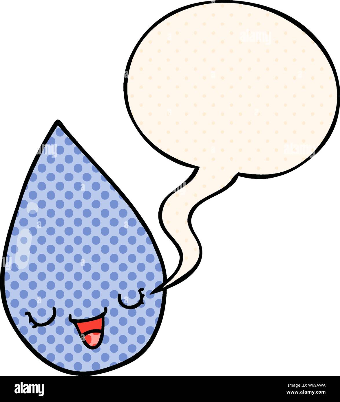 cartoon raindrop with speech bubble in comic book style Stock Vector ...