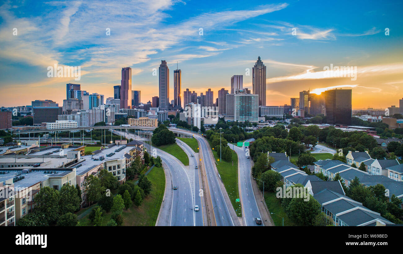 Atlanta Georgia GA Downtown Skyline Aerial Panorama Stock Photo - Alamy