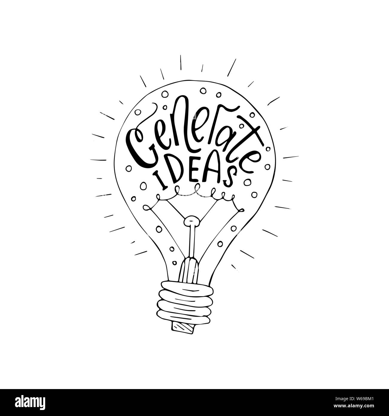 Generate ideas. Handdrawn brush lettering. Business vector llustration ...