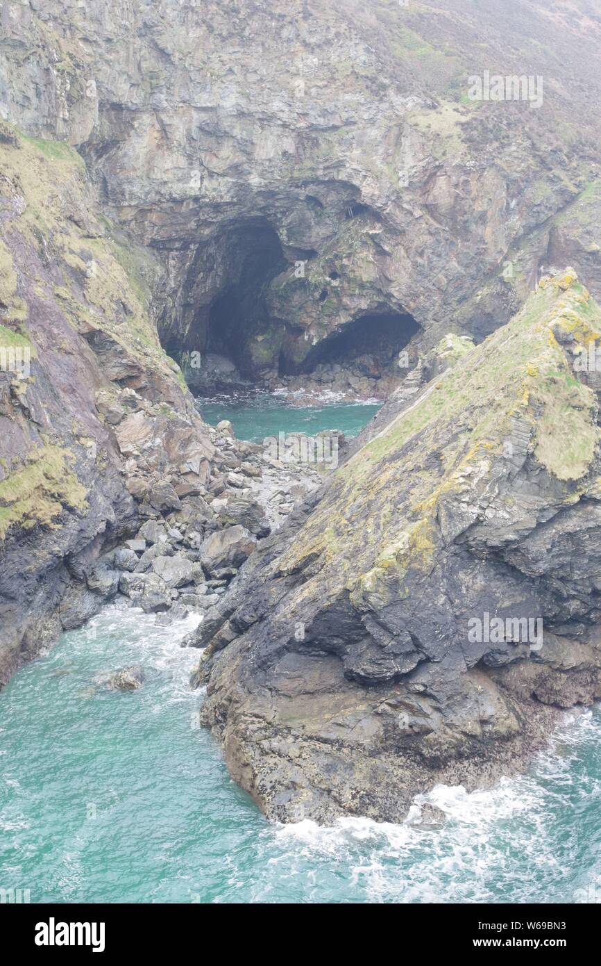 Looking along the Rugged Sea Cliffs of St Agnes Head on a Hazy Spring ...