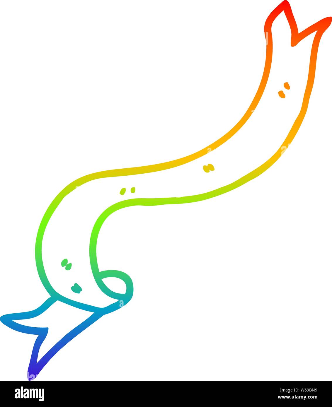 rainbow gradient line drawing of a cartoon floating ribbon Stock Vector ...
