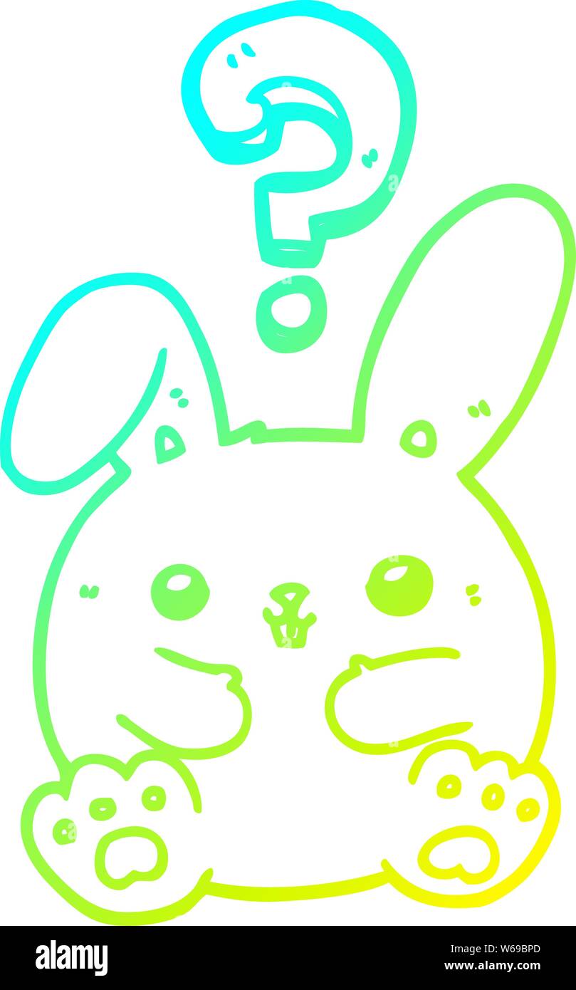 cold gradient line drawing of a cartoon rabbit with question mark Stock ...