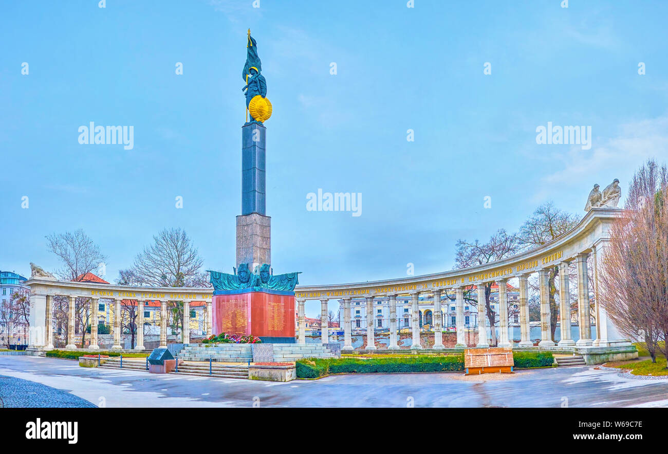 VIENNA, AUSTRIA - MARCH 2, 2019: The panorama of Soviet War Memorial ...