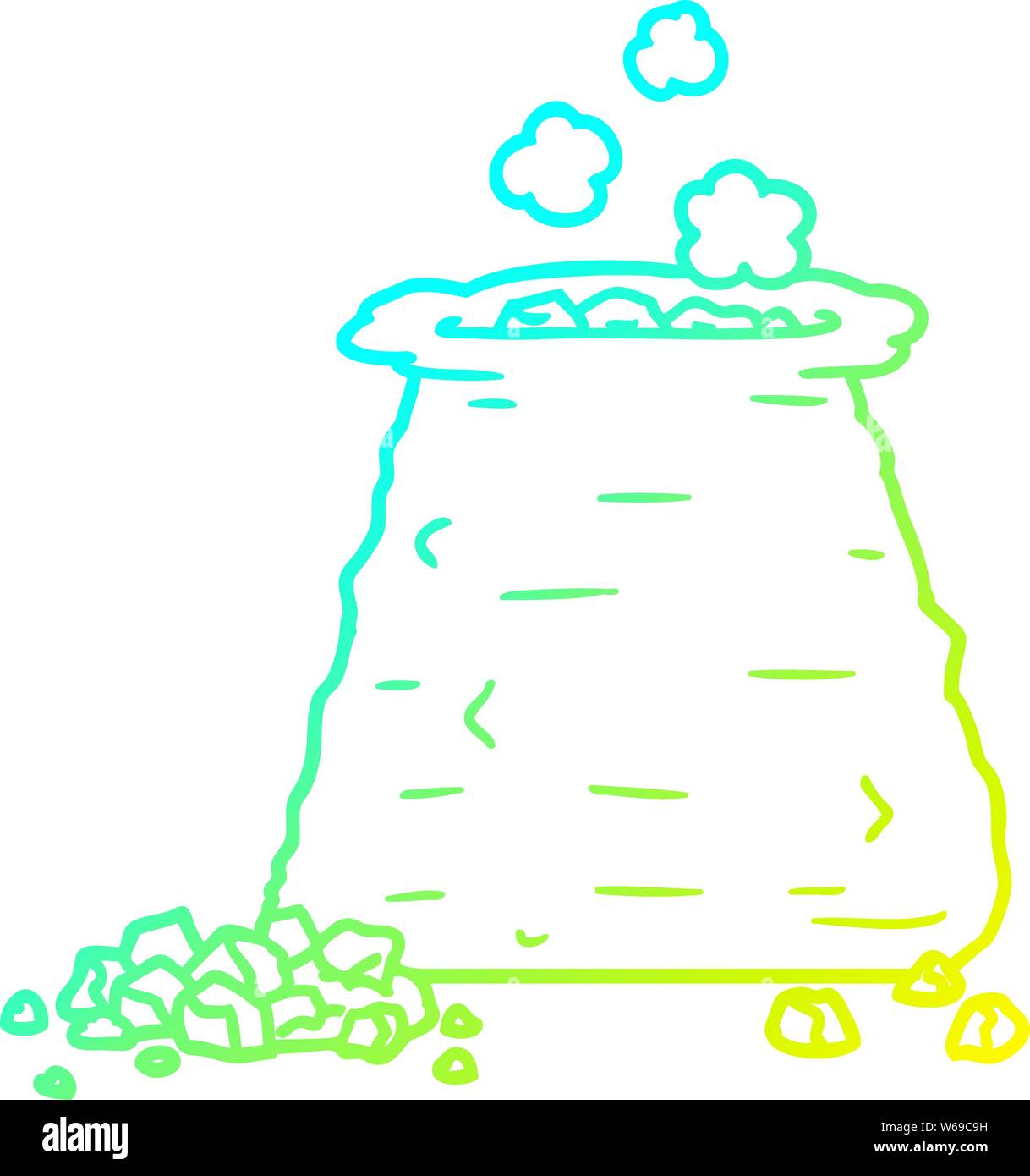 cold gradient line drawing of a cartoon sack of coal Stock Vector Image ...