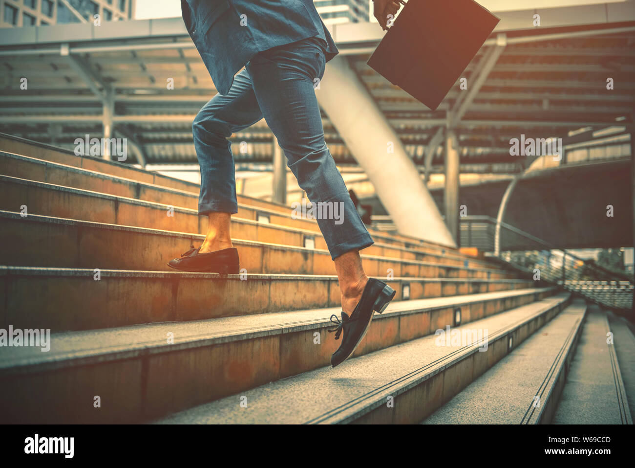 Businessman concept running forward to his goal, A man hurry up go to work, competitive business ...