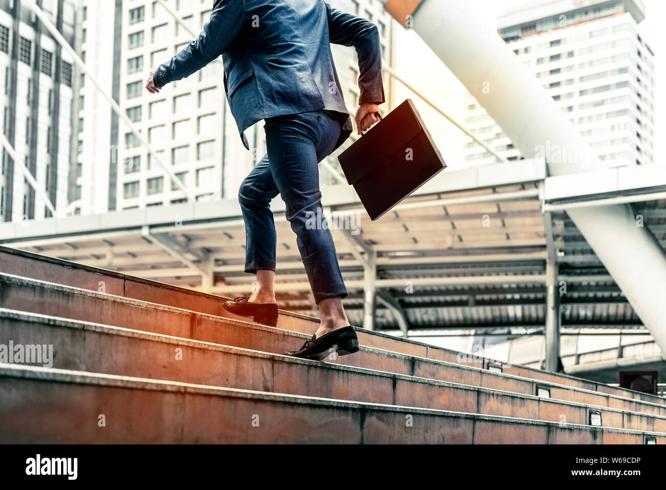 Businessman concept running forward to his goal, A man hurry up go to work, competitive business ...