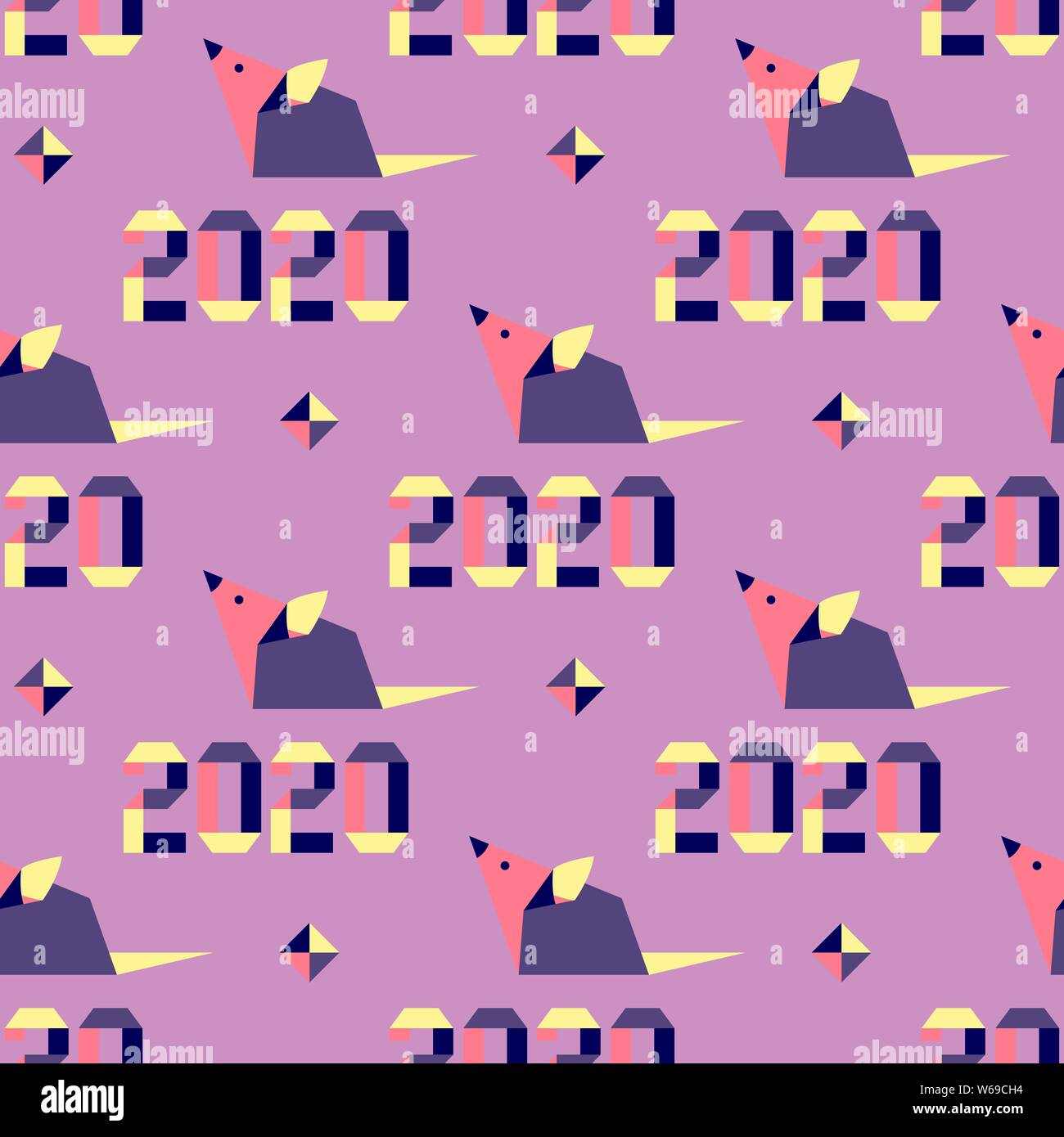 Happy new year. Vector seamless pattern with origami 2020 year numbers ...