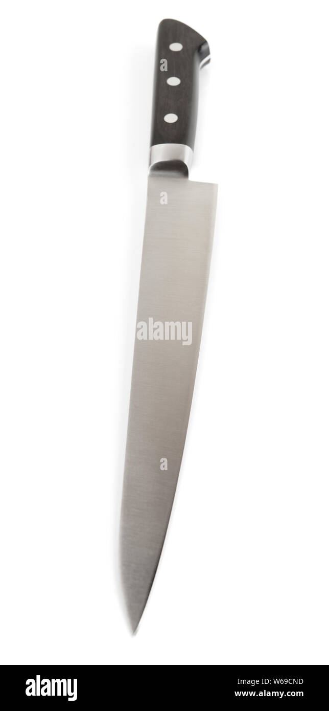 Long chef knife isolated on white background Stock Photo - Alamy