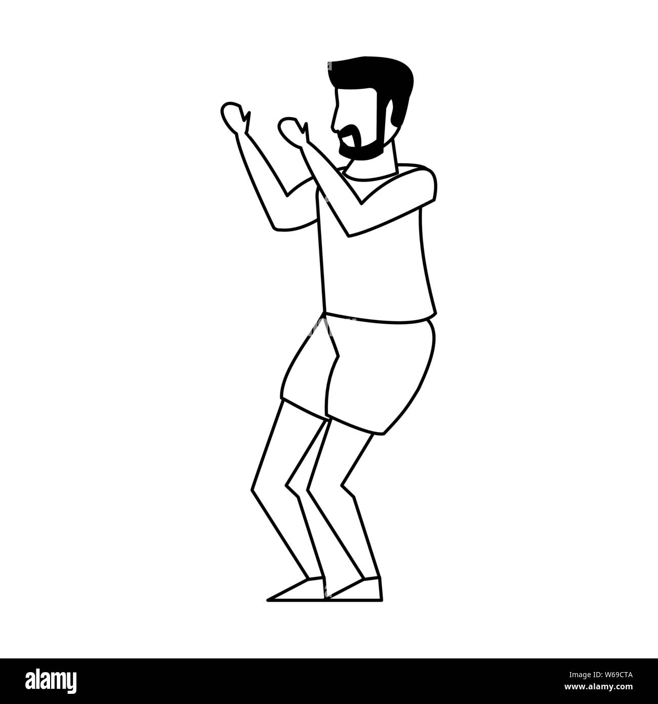 fitness sport exercise lifestyle cartoon in black and white Stock ...