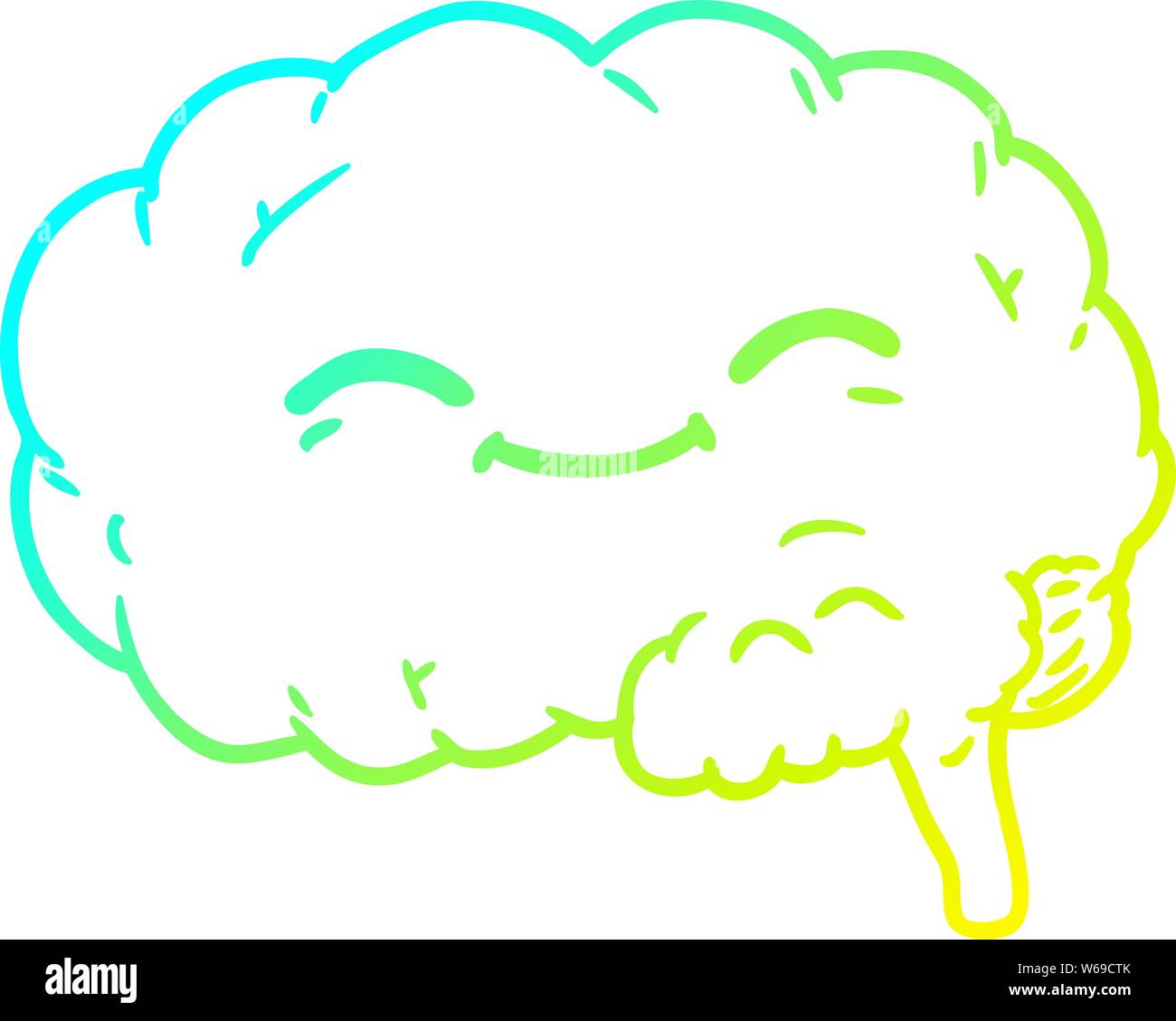 cold gradient line drawing of a cartoon brain Stock Vector Image & Art ...
