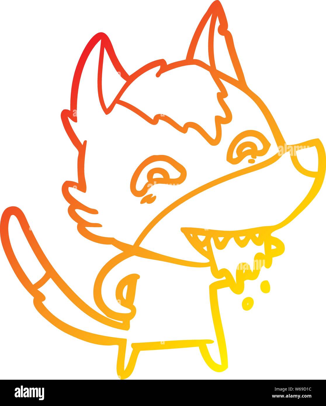 warm gradient line drawing of a cartoon hungry wolf Stock Vector Image ...