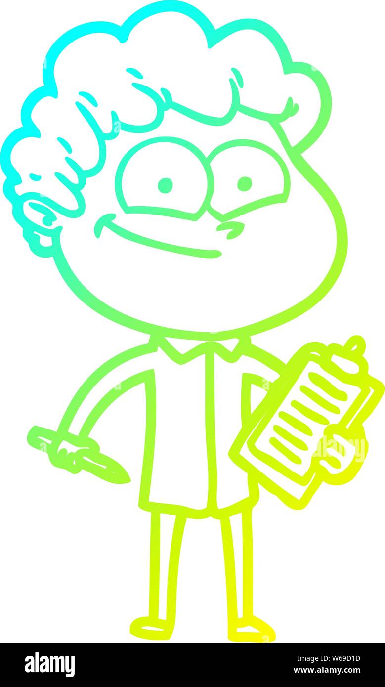 cold gradient line drawing of a cartoon happy man Stock Vector Image ...