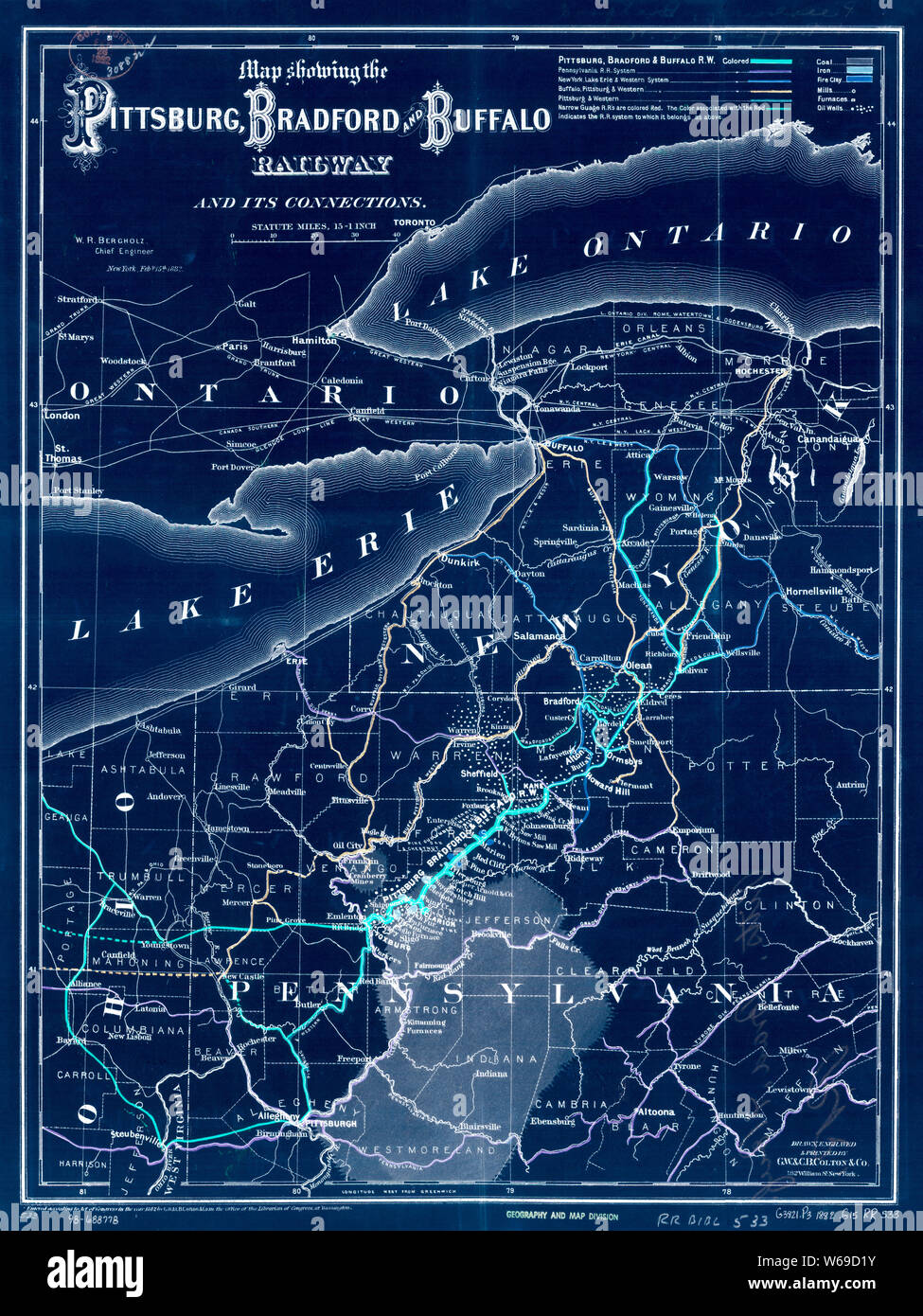 0360 Railroad Maps Map showing the Pittsburg sic Bradford and Buffalo ...